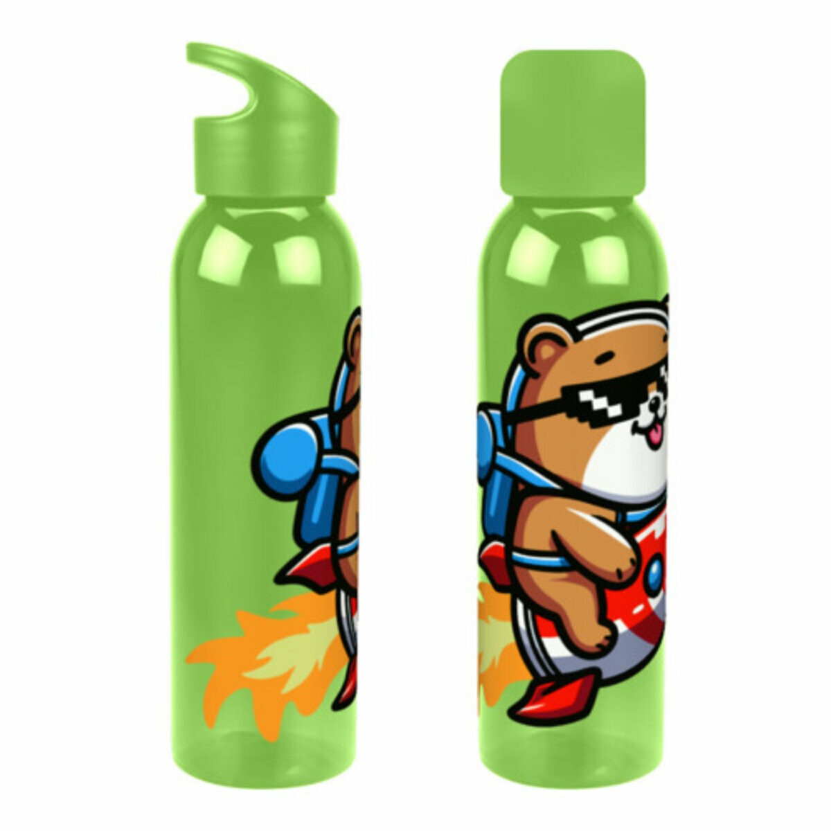 Бутылка для воды «Медведь на ракете» (зеленый)