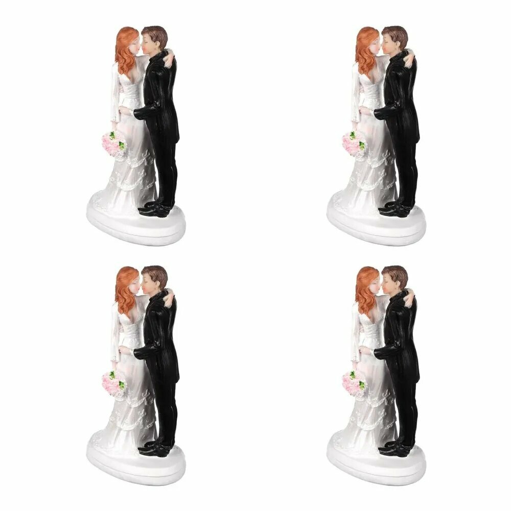 Набор из 4 фигурок жениха и невесты из смолы для украшения стола и авто