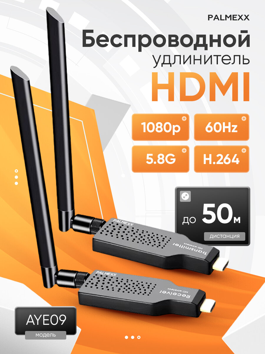 Беспроводной удлинитель PALMEXX AYE09 HDMI1.3 1080p@60Hz H.264, 5.8G, до 50 метров