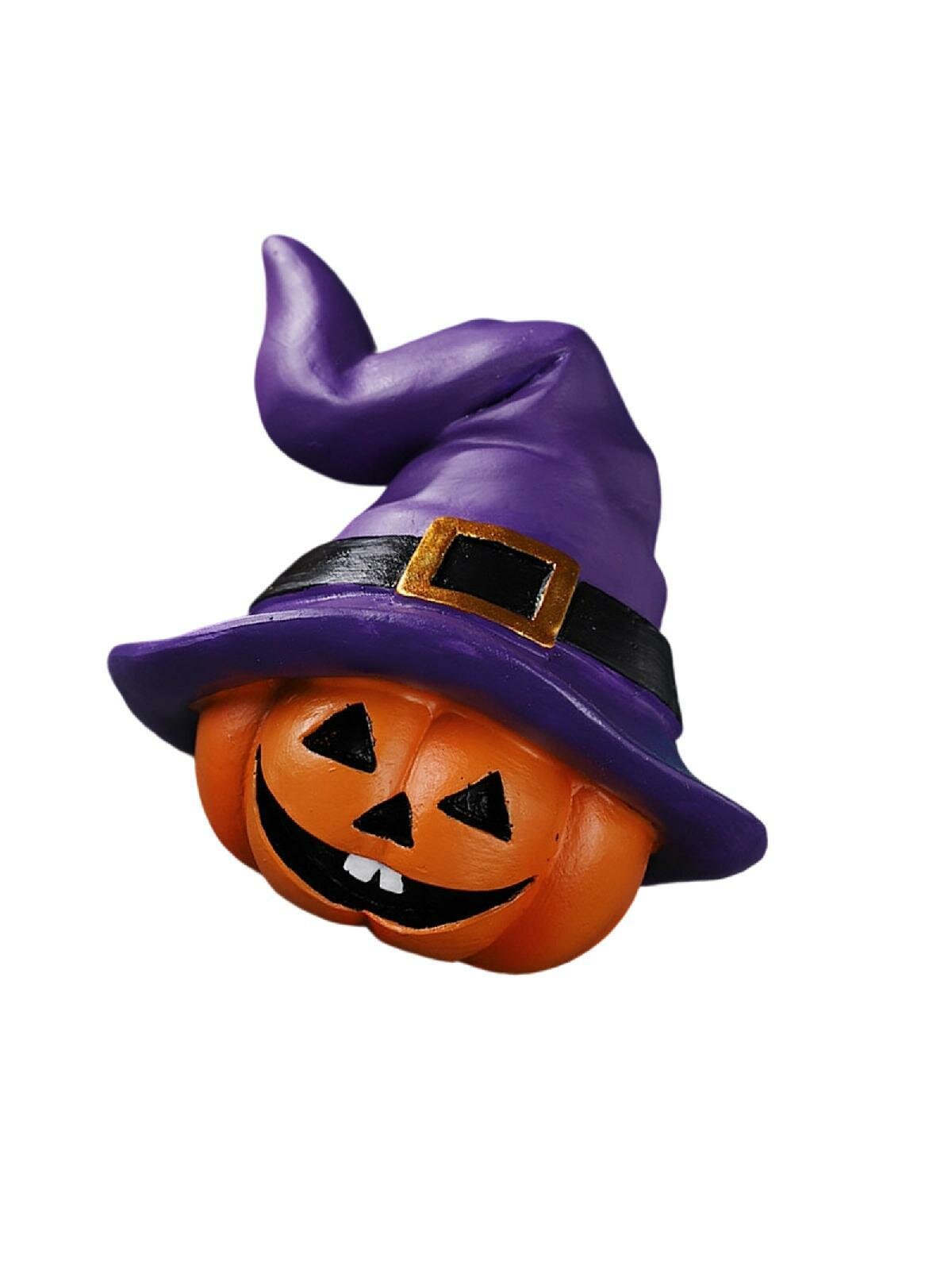 Готическая статуэтка из смолы "Тыква со шляпой ведьмы" Праздничное украшение для дома и офиса