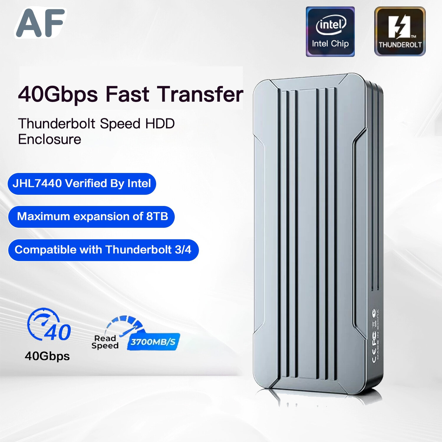 Корпус SSD Enclosure 40Gbps, алюминий, с вентилятором, для Thunderbolt 4