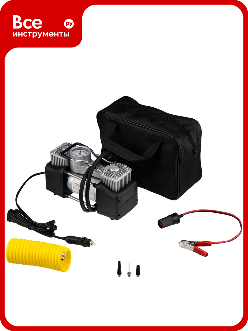 Автомобильный усиленный двухпоршневой компрессор REXANT 60 л/мин, 10 атм 80-0521