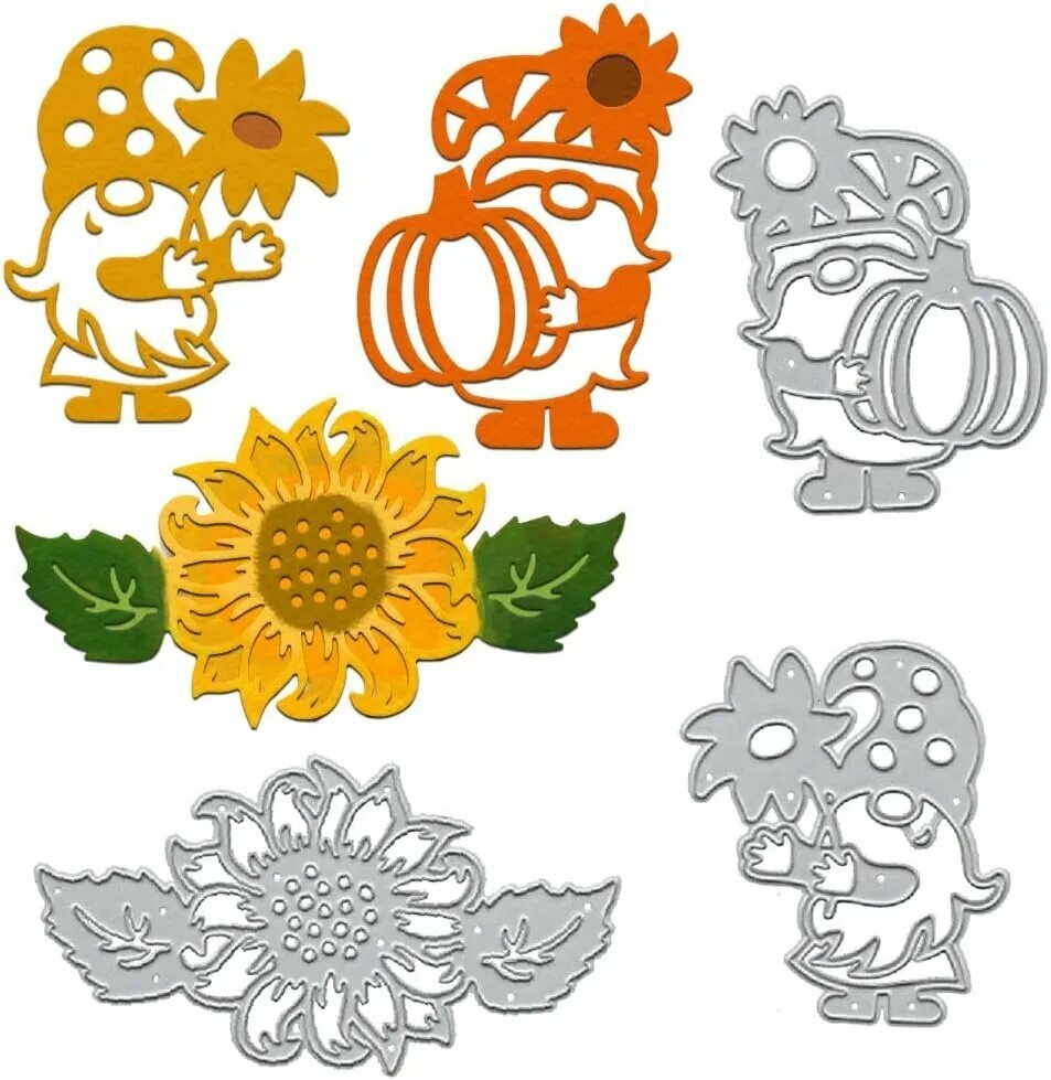 Вырубные фигурки гномов ALIBBON для создания открыток и скрапбукинга, металлические шаблоны вырезания подсолнухов, тыквенных