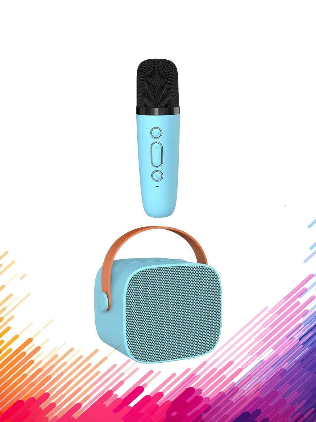 Беспроводные Bluetooth-колонки с микрофоном, Синий - одиночный микрофон