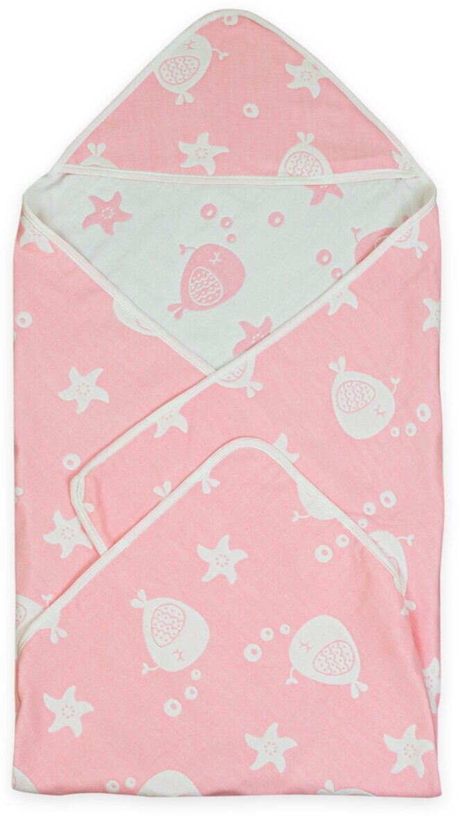 Одеяло-конверт для новорожденного Рыбки, весеннее, розовое, 90х90 см, Baby Fox BF-BLNT-39