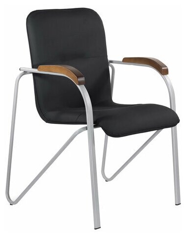 Кресло BRABIX «Samba CF-104», серый каркас, накладки «орех», кожзам черный, собрано