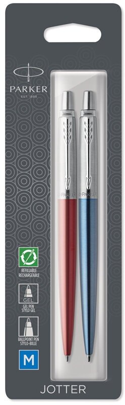 Набор Parker "Jotter London": шар. ручка Red + гел. ручка Blue, 1,0мм, кнопочн, блистер