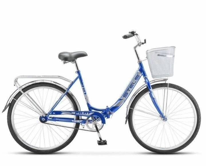 Велосипед 26" STELS Pilot 810 рама 19" (Z012), синий, на рост 160-180см, складной городской комфортный, мужской женский корзина И насос в комплекте