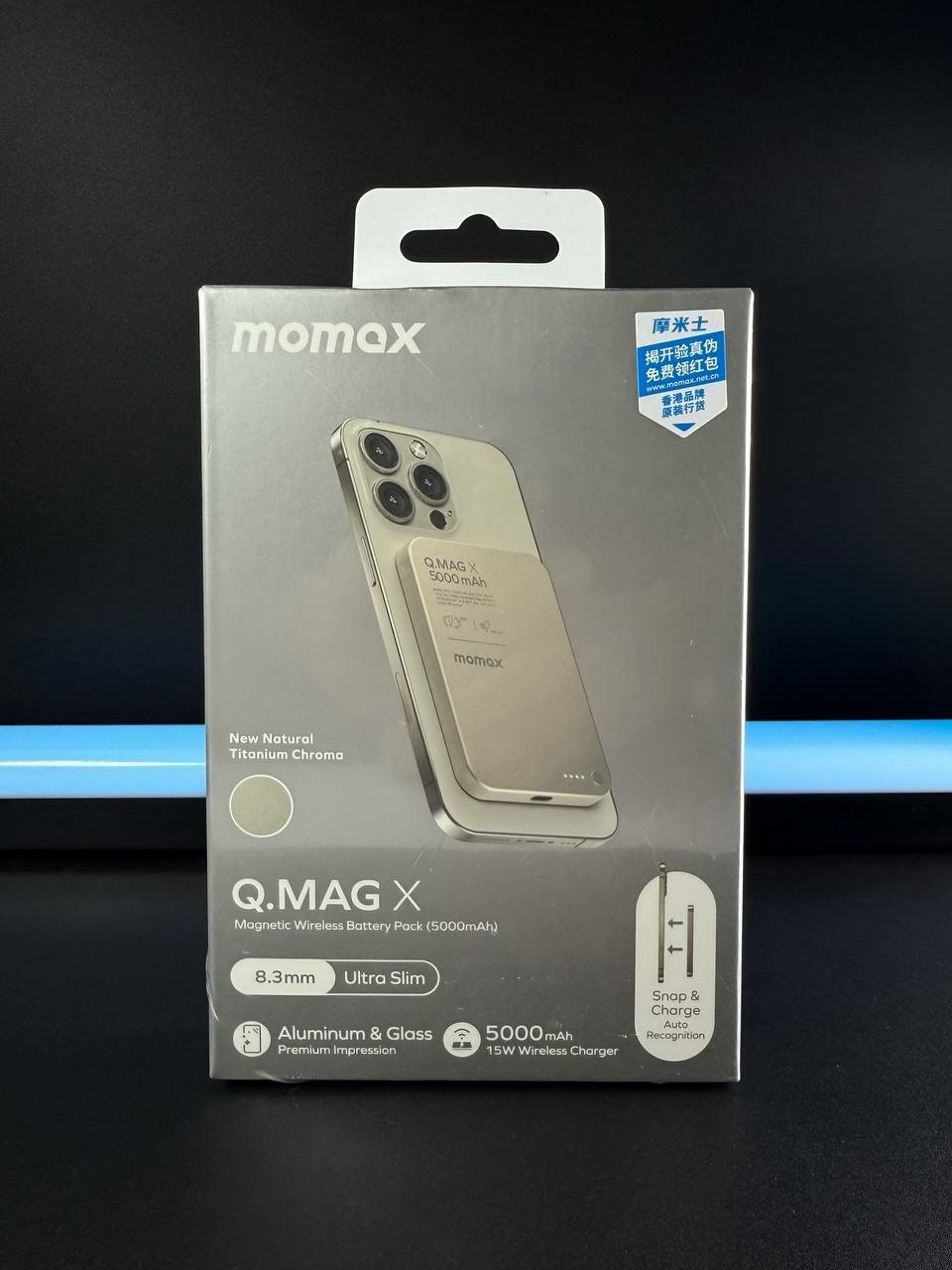 Внешний магнитный аккумулятор повербанк беспроводной PowerBank Momax Q.Mag X 5000 mAh Серый