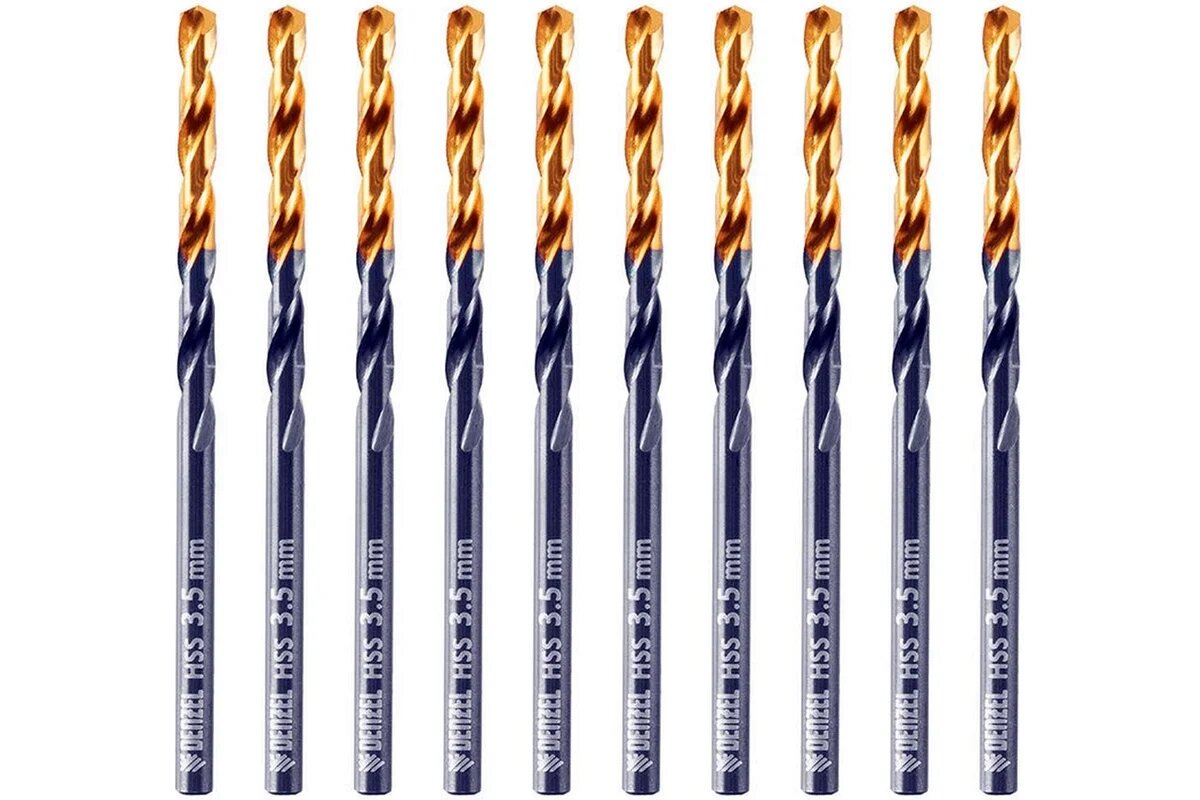 Golden Tip сверло по металлу 3.5 мм HSS-Tin DIN 338 набор 10 шт Denzel 717207