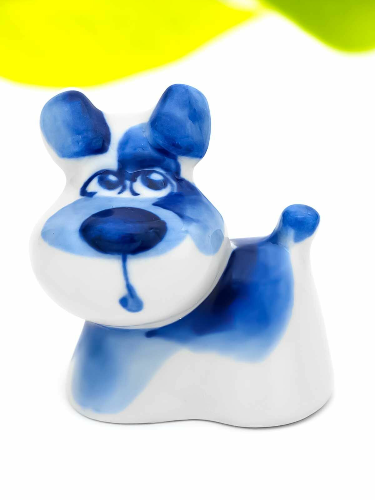 Фигурка коллекционная - Собака, Гжель, Фарфор, 3,5 см