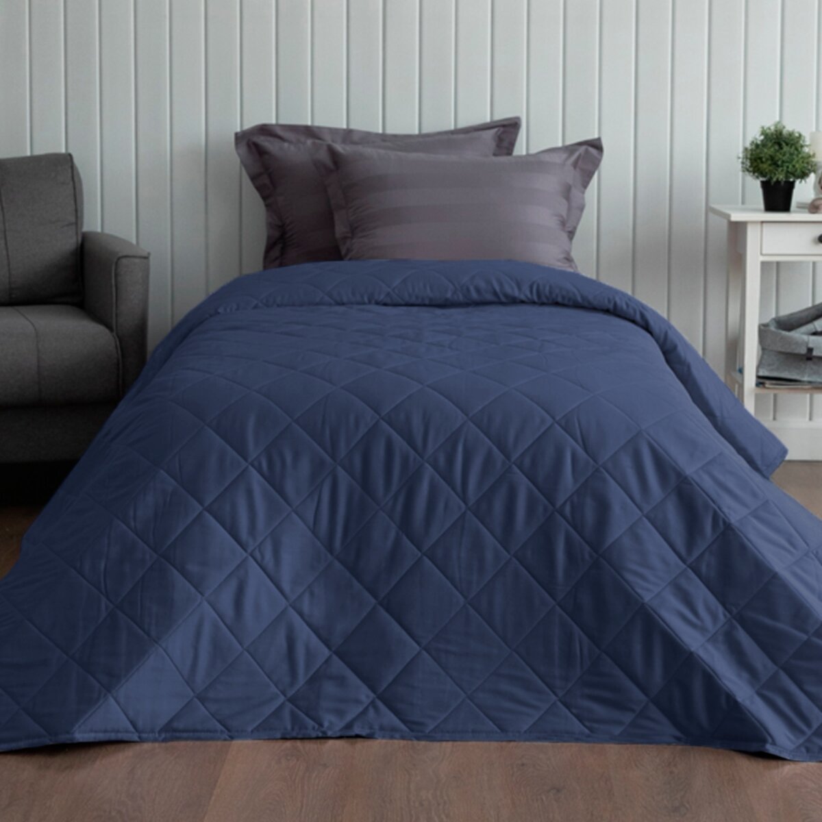 Покрывало хлопковое однотонное синий, размер 160 х 220 см