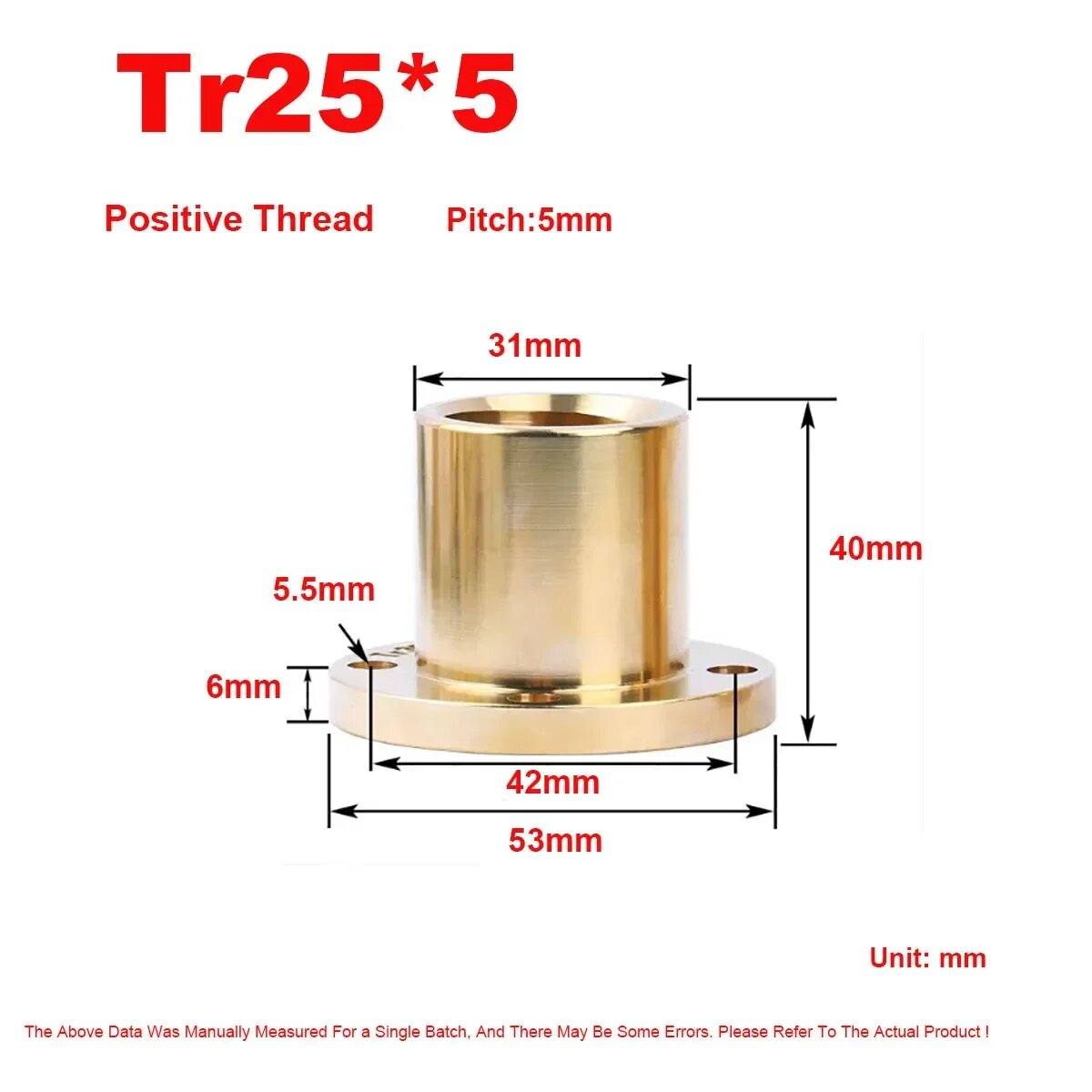 Медные фланцы и гайки Tr8 Tr10 Tr12 Tr14 Tr16 Tr18 Tr20 Tr25X5 1pcs