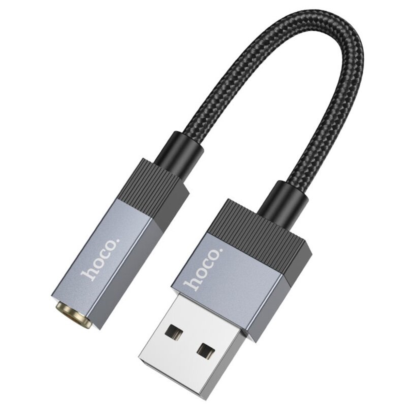Аудио переходник Hoco UPA32D Clever Audio Converter, USB Type-A (M) to 3.5 mm Female, 15 см, Черный/Серый