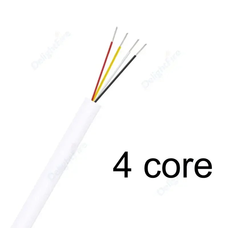 DelightFire Провод Sheathed Wire Cable 28AWG 2-10 жил 12В 28 AWG 4 Core-White, 10m