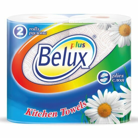 Полотенце Belux бум. 2 сл. Плюс рул. 230 х 220 мм 55 л. 2 шт/упак белый целл.