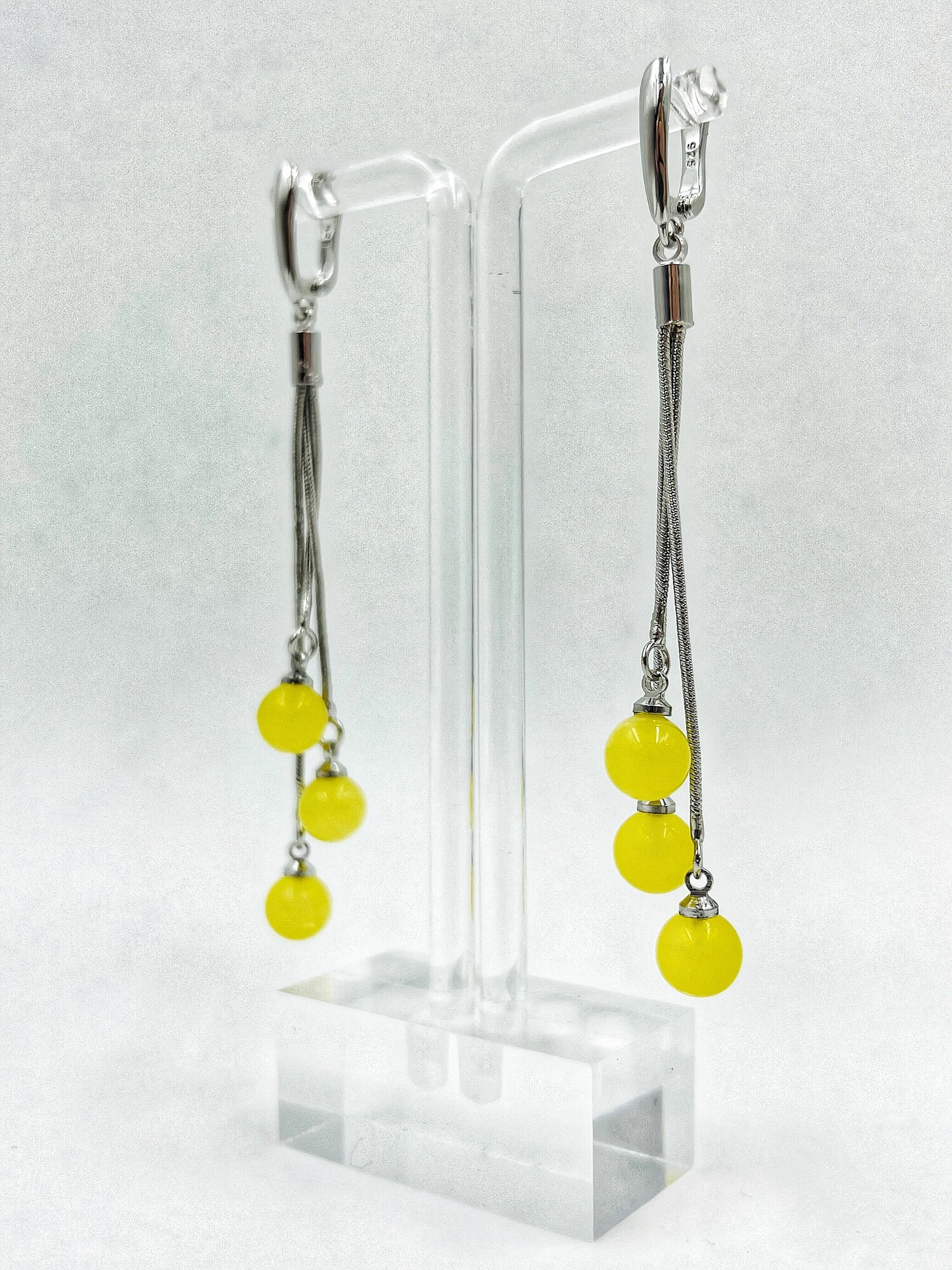 Серьги с подвесками, янтарь прессованный