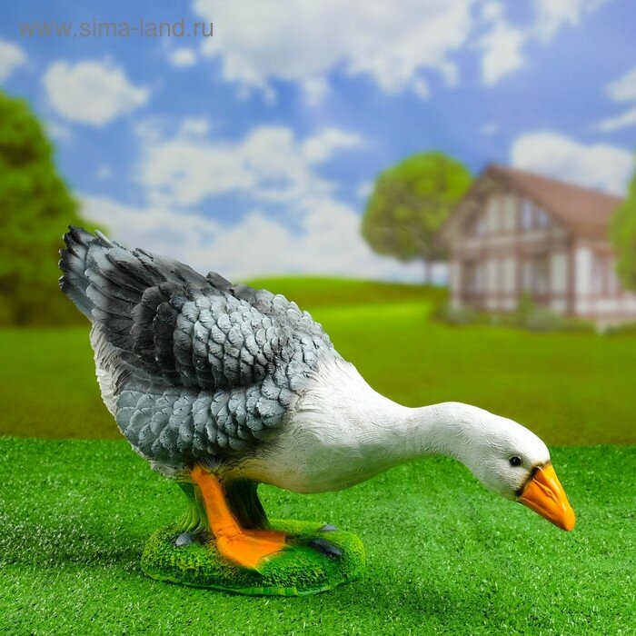 Садовая фигура "Гусь шея вниз" 50х18х30см