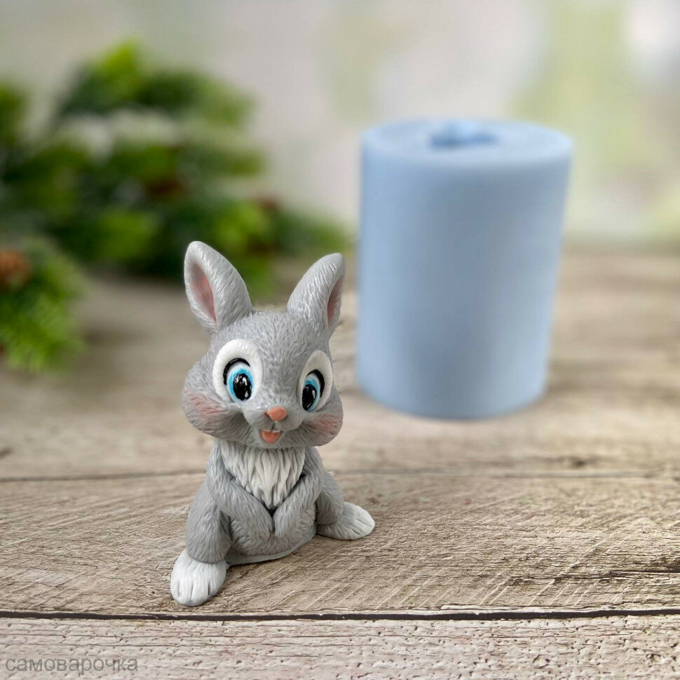 Зайка Шустрик, cиликоновая форма для мыла, гипса, свечей 3D