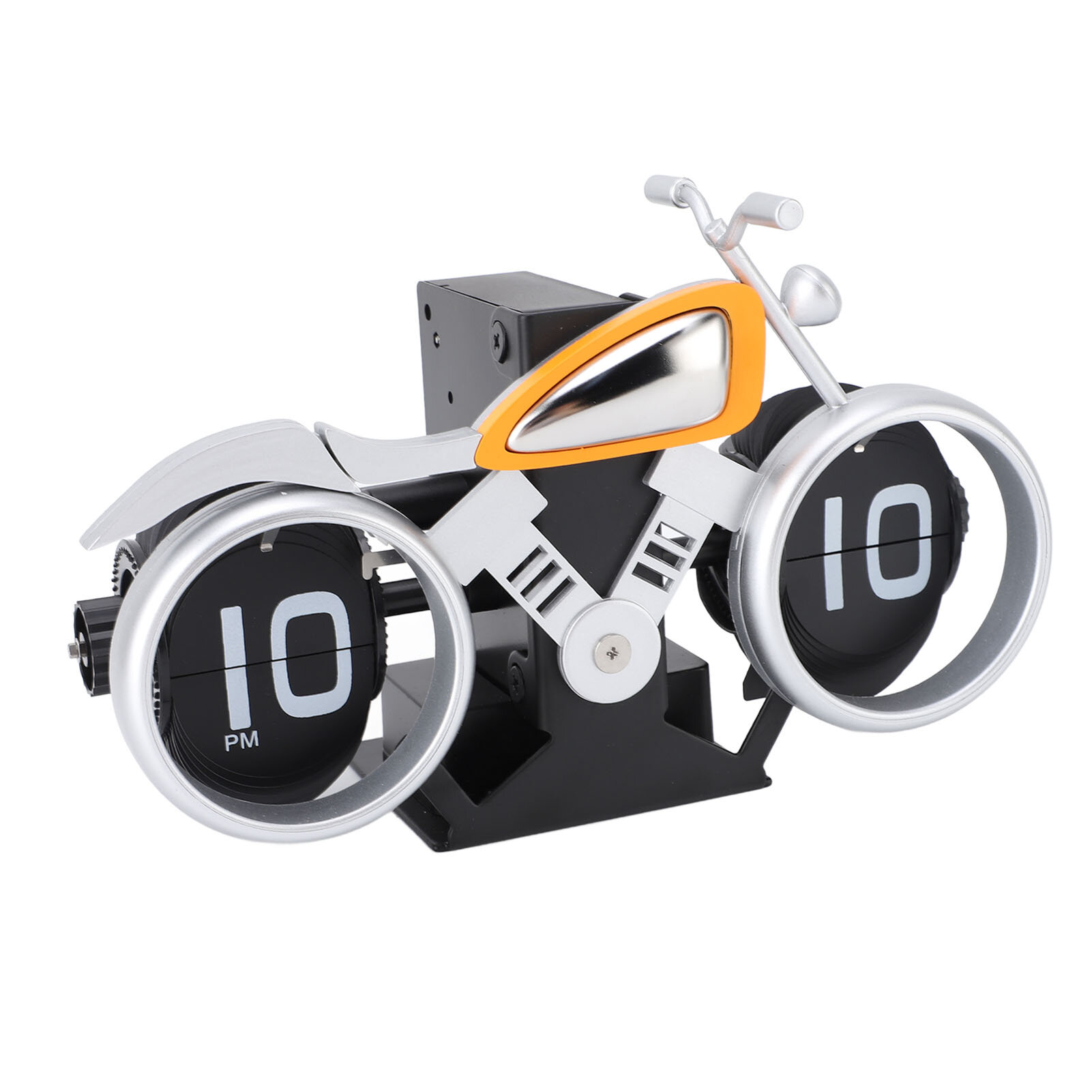 Механические перекидные часы из пластика ПВХ на батарейках настольные часы для мотоцикла для спальни гостиной офиса серебристо-оранжевые