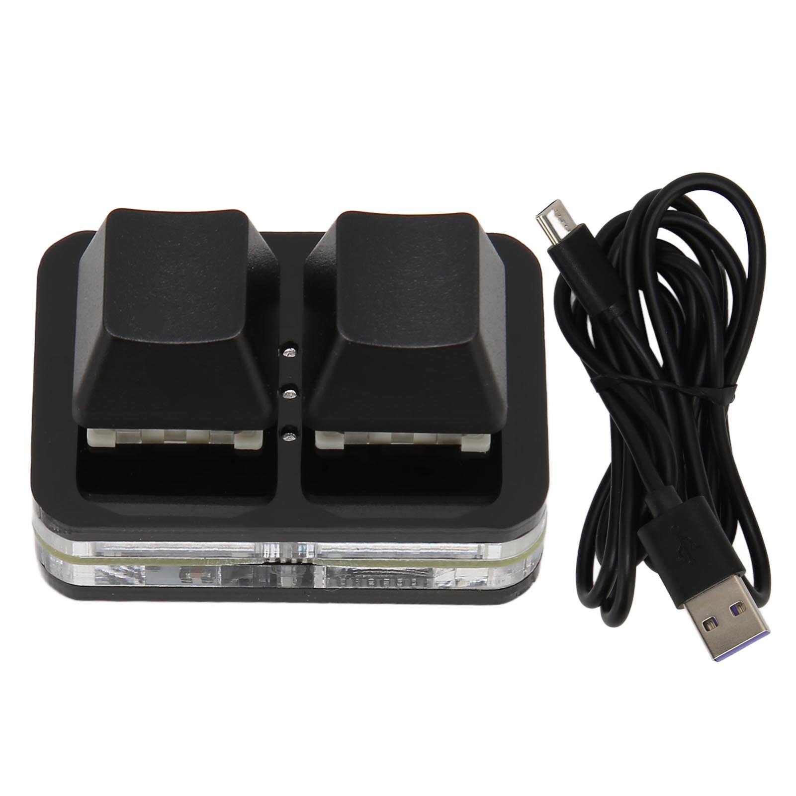 Мини-клавиатура 2-кнопочная с RGB подсветкой для Windows/OS X/Linux (черная)