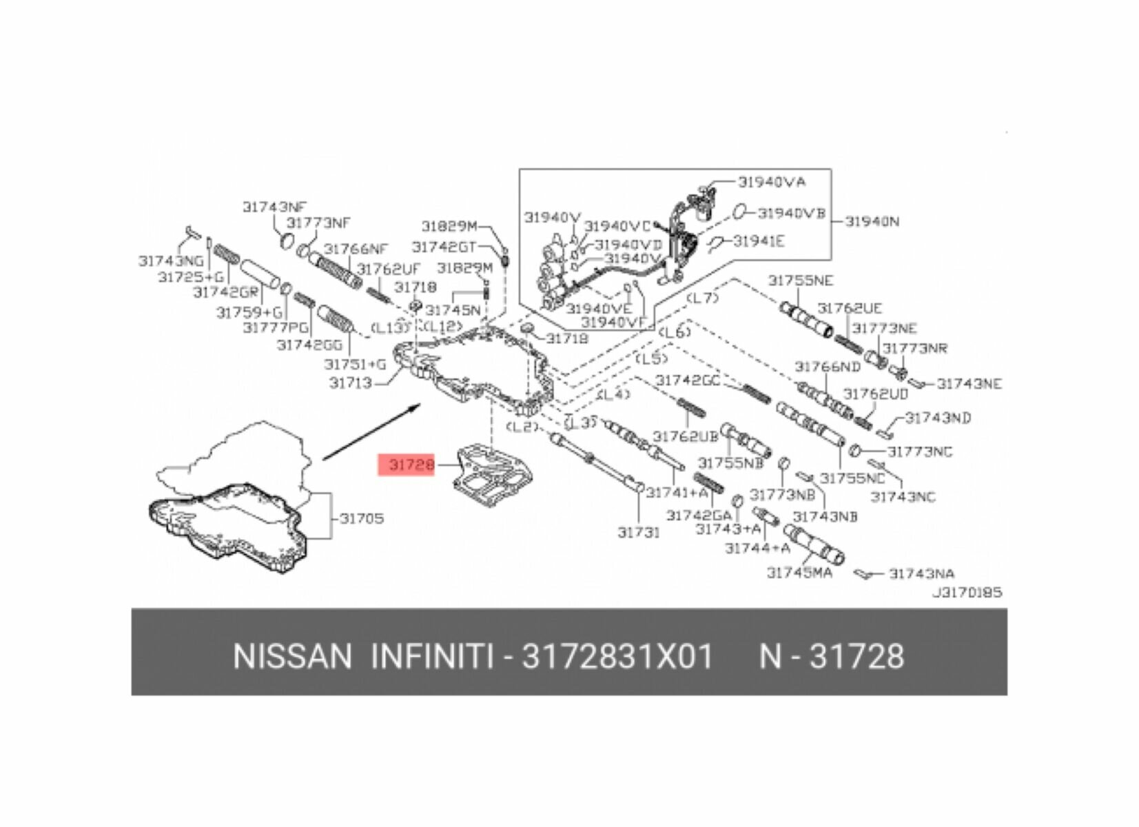 Фильтр Акпп Nissan Almera N16/Primera P11(Nissan 3172831X01)