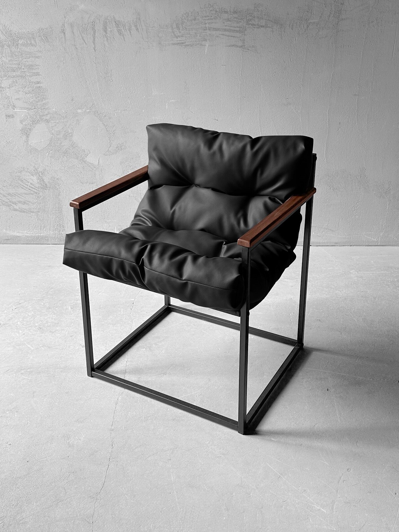 Кресло высокое обеденное Лофтовик + +черный кожзам для дома для офиса для дачи для балкона