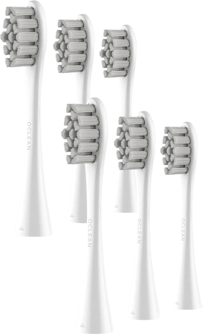 Комплект насадок Oclean, W06 P1S12, экстра-мягкие, 6 штук, вытянутые, белые