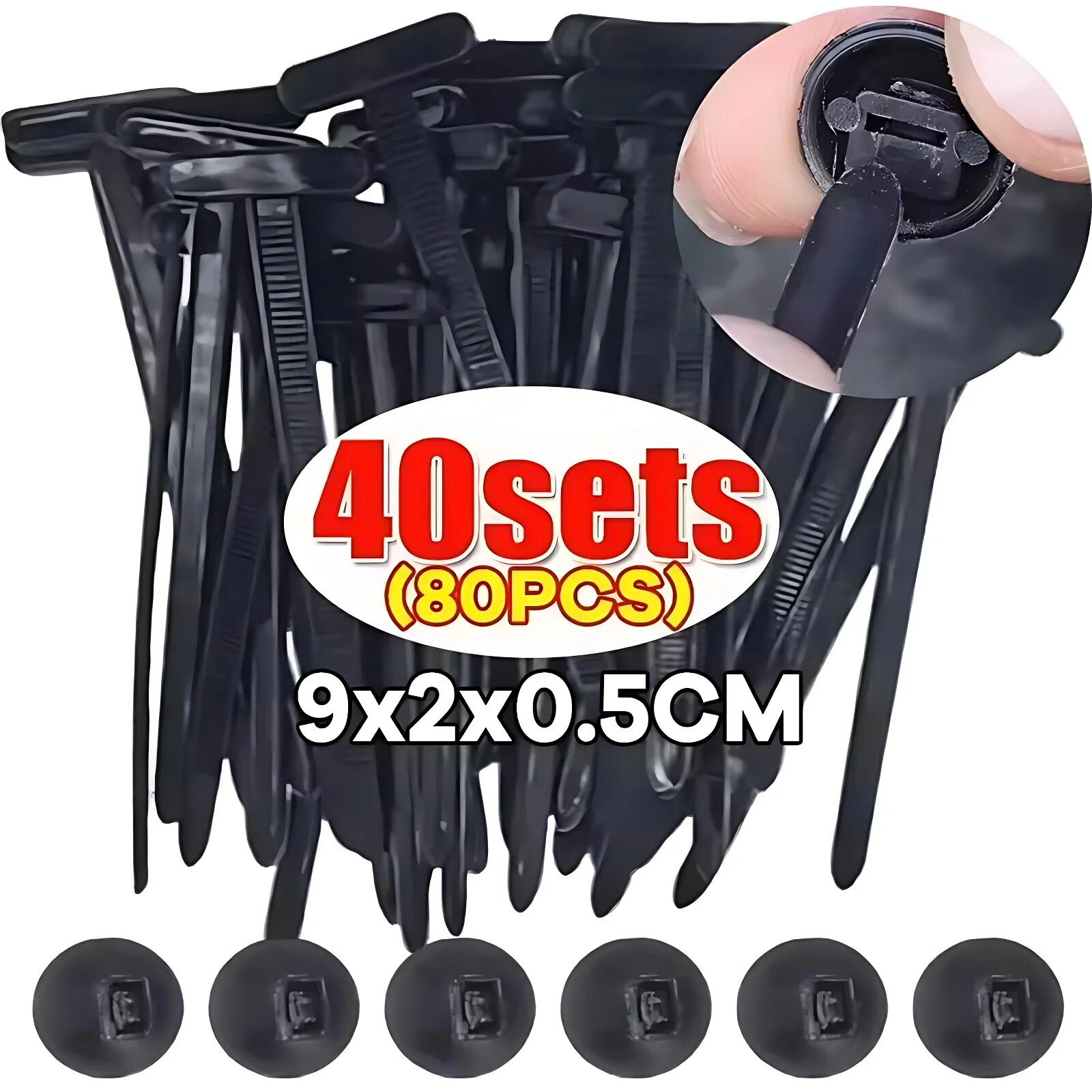 40 комплектов нейлоновых универсальных пряжек для кабельных стяжек, сверхмощный самоблокирующийся держатель с застежками-молнией с застежками для кузова автомобиля, устойчивые к ультрафиолетовому излучению молнии 40set