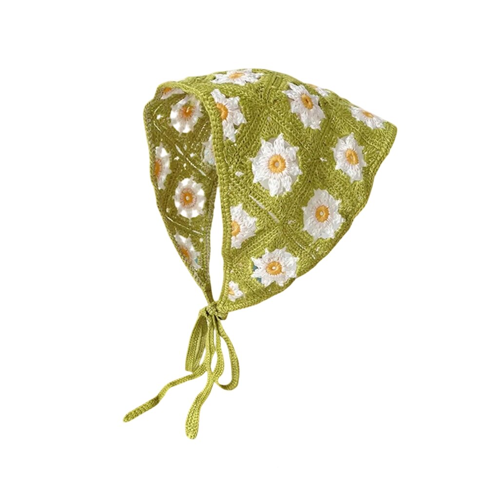 Треугольный шарф ручной работы, связанный крючком, повязка на голову-зеленый