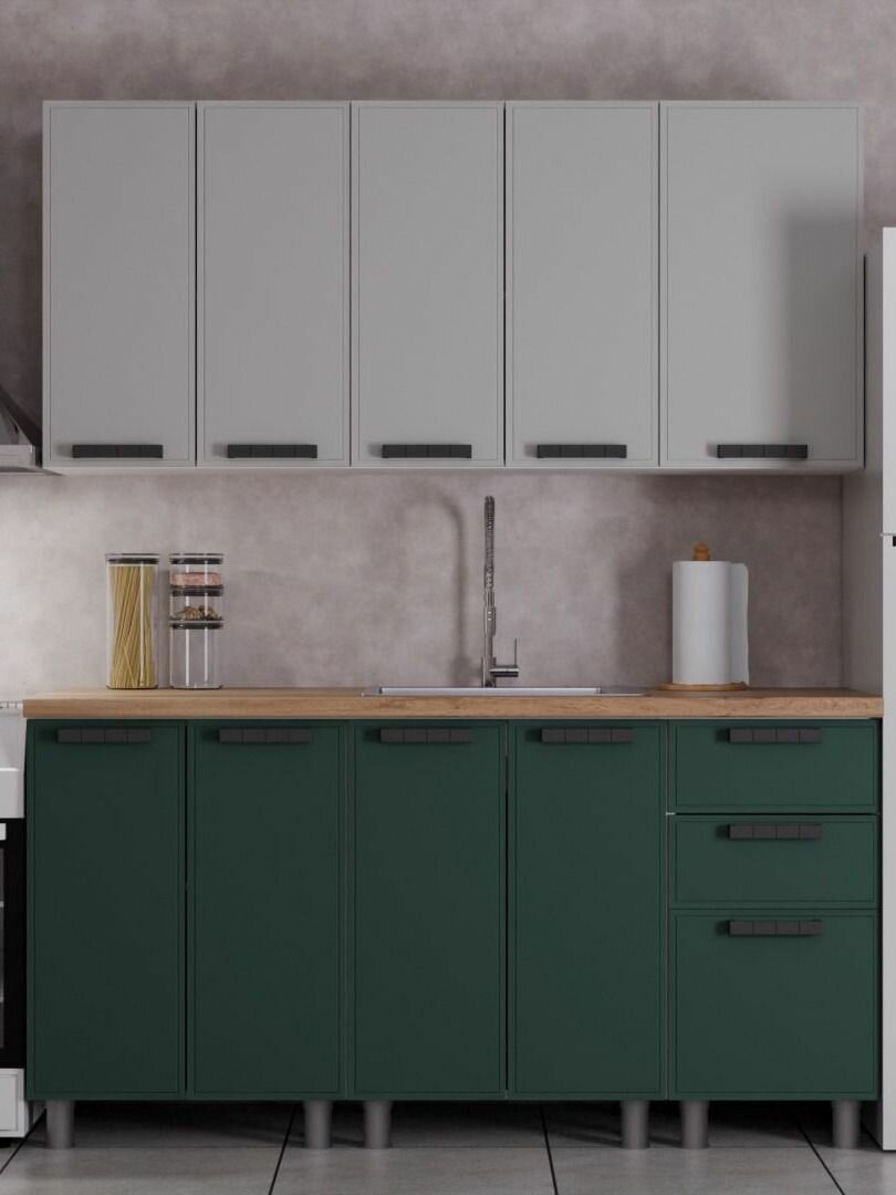 ARNIKA Кухонный гарнитур без столешницы, без ручек 1.6 Керамика/Изумруд мдф