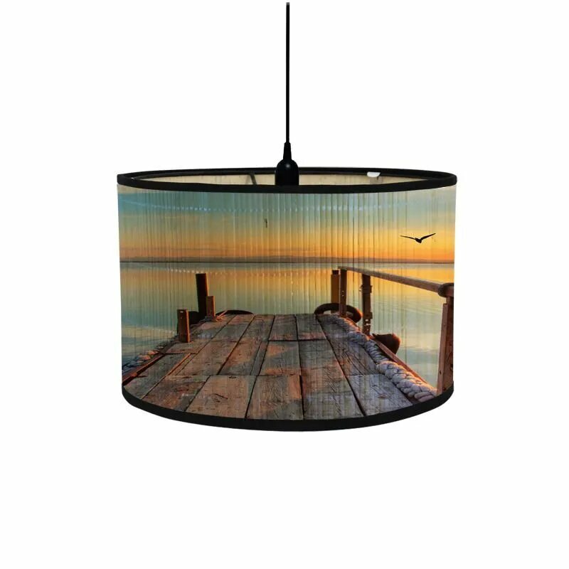 Бамбуковый абажур для люстры в ретро стиле с рисунком пейзажа ручной работы для интерьера (размер: 10 дюймов около 25 см)