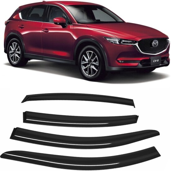 Дефлекторы окон Voron Glass DEF01272 неломающиеся серия Samurai для Mazda CX-5 2017-н. в. /кроссовер/накладные/к-т 4шт