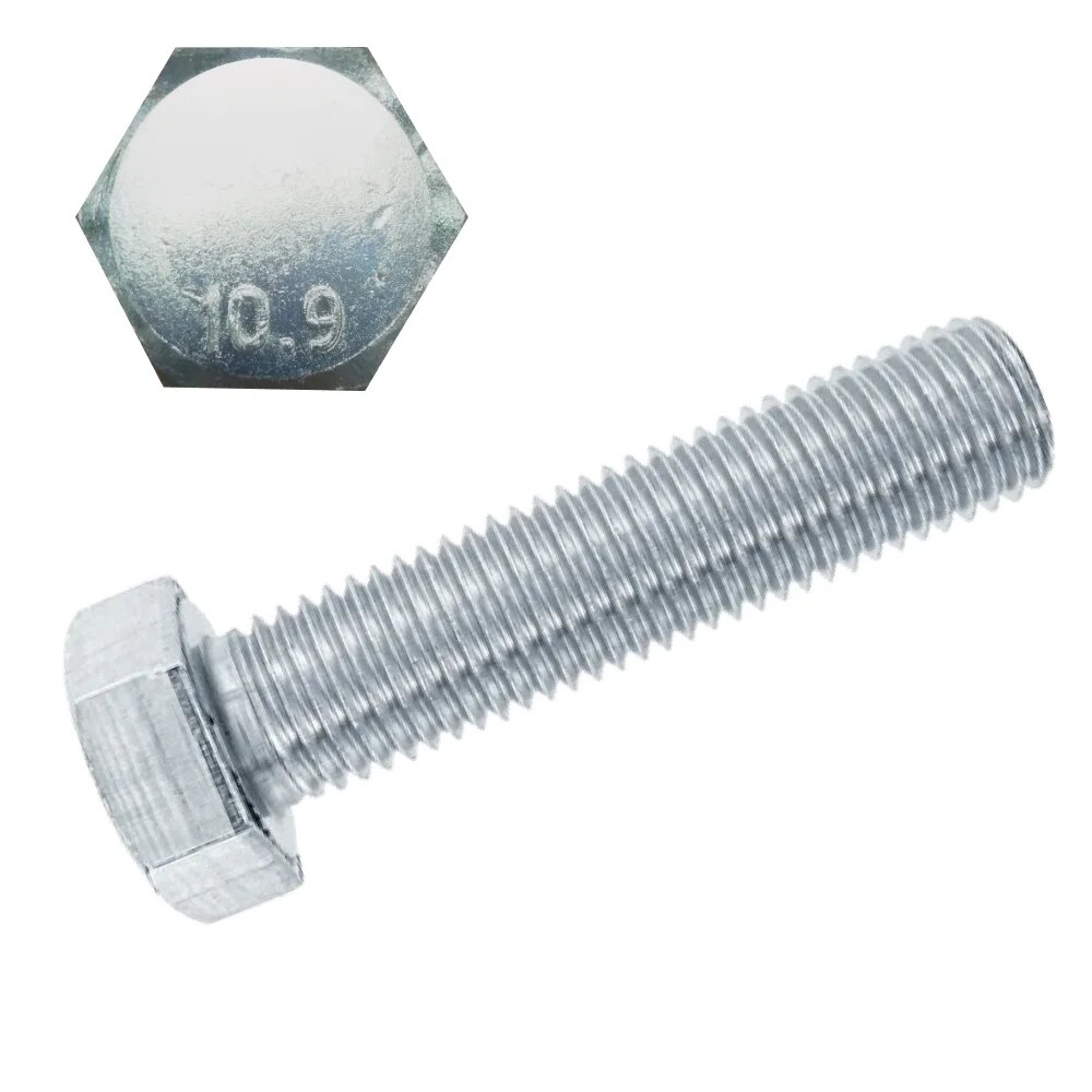 Болт шестигранная головка мелкая резьба М12х1.25х20 мм цинк. Din 961 класс прочности 10.9 (150 шт.)