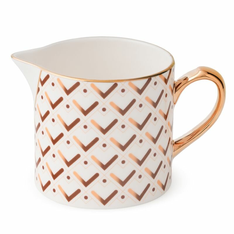 Молочник. Объединение "гжель". "Бона", v-300мл, коричневый, 24-х каратное золото, костяной фарфор