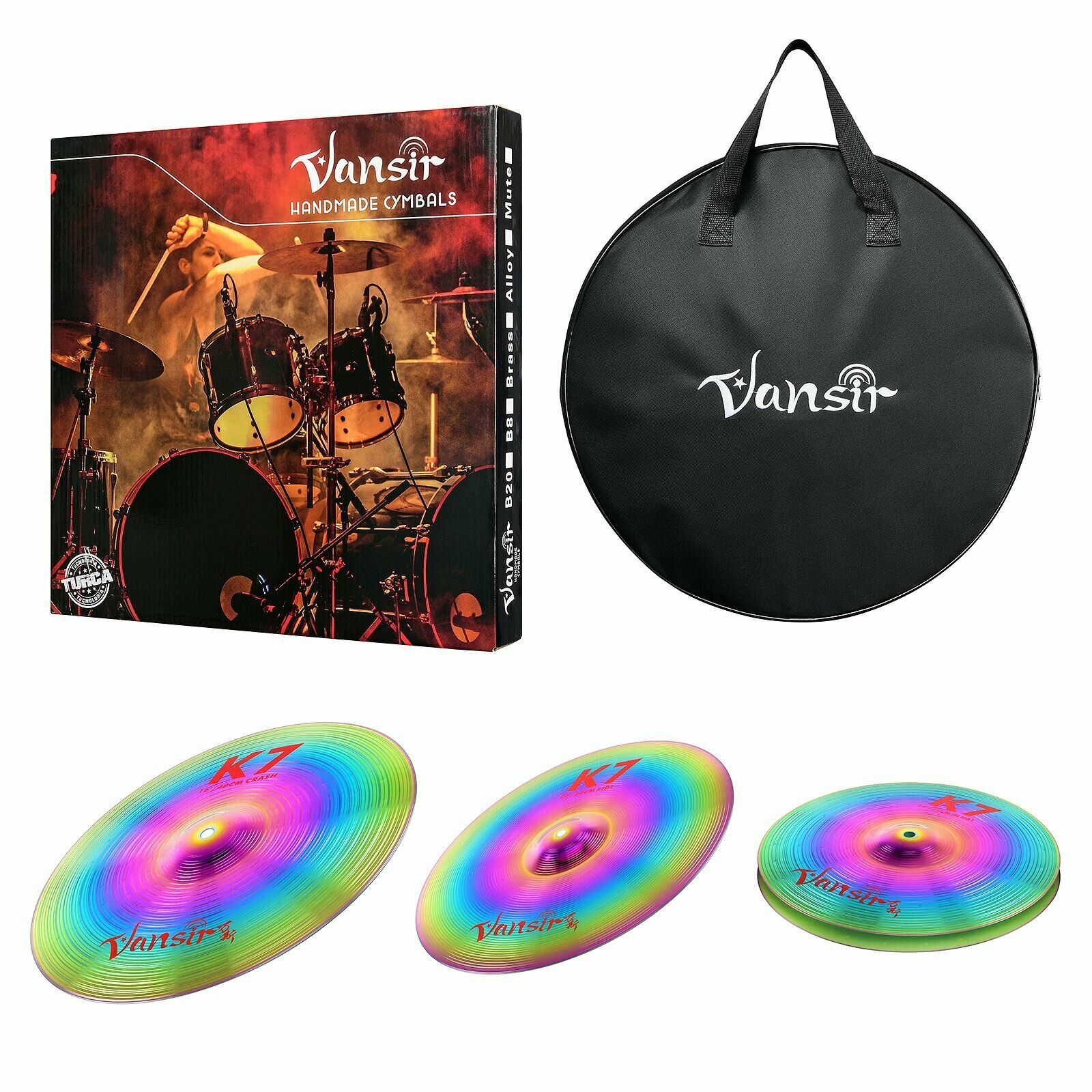 VANSIR PRC-CL Multicolor - Набор тарелок 14" Hi-Hats, 16" Crash, 20" Ride, чехол