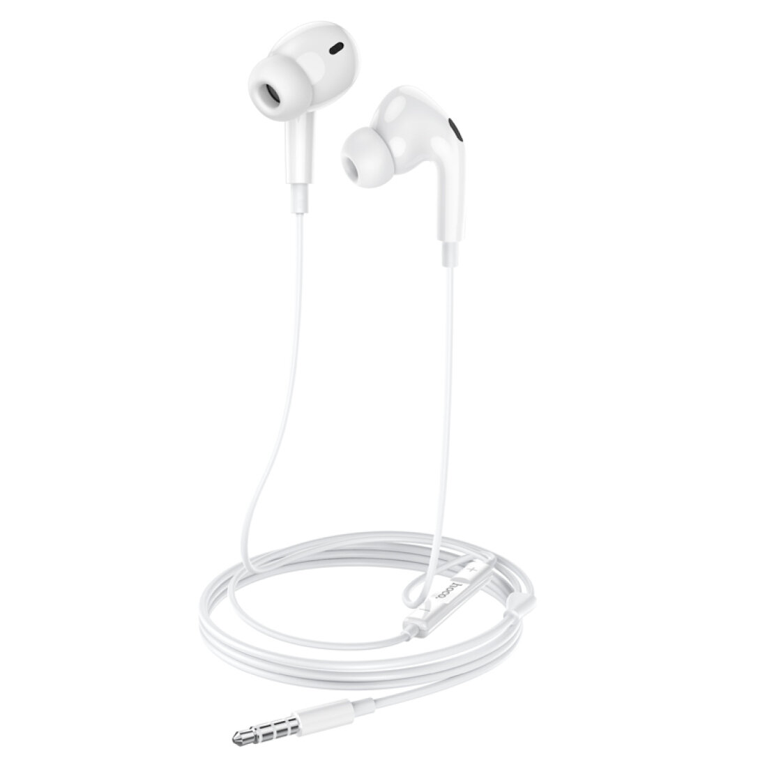 Проводные наушники M101 Pro, Crystal joy wire-controlled, HOCO, вакуумные с микрофоном, белые