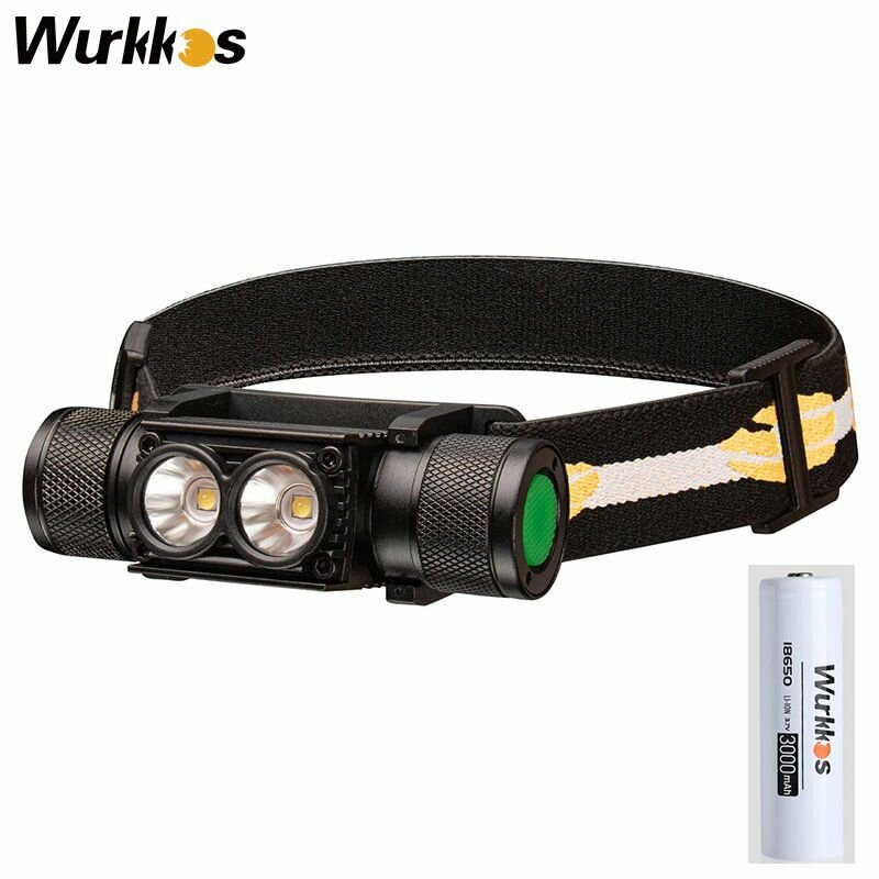 Wurkkos H25L USB Перезаряжаемый 1200LM 18650 Налобный фонарь Dual LH351D 90CRI 5000K IPX4 Кемпинг Рыболовный фонарь