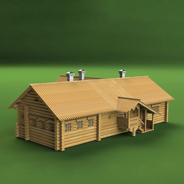 1205 сборная деревянная модель Домик Петра I из Архангельска, XVIII век, 1/72, СВ Модель