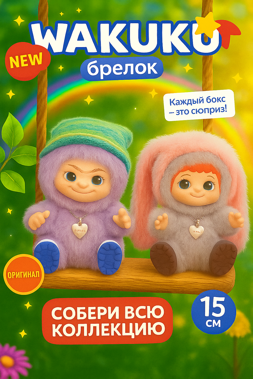 Мягкая игрушка Вакуку WAKUKU брелок, плюш, качественный мех, синтепон