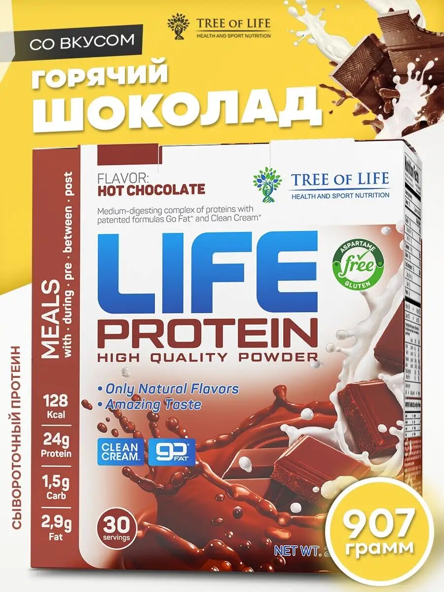 Протеин сывороточный + изолят Tree of Life Life Protein 907 гр (Горячий шоколад)