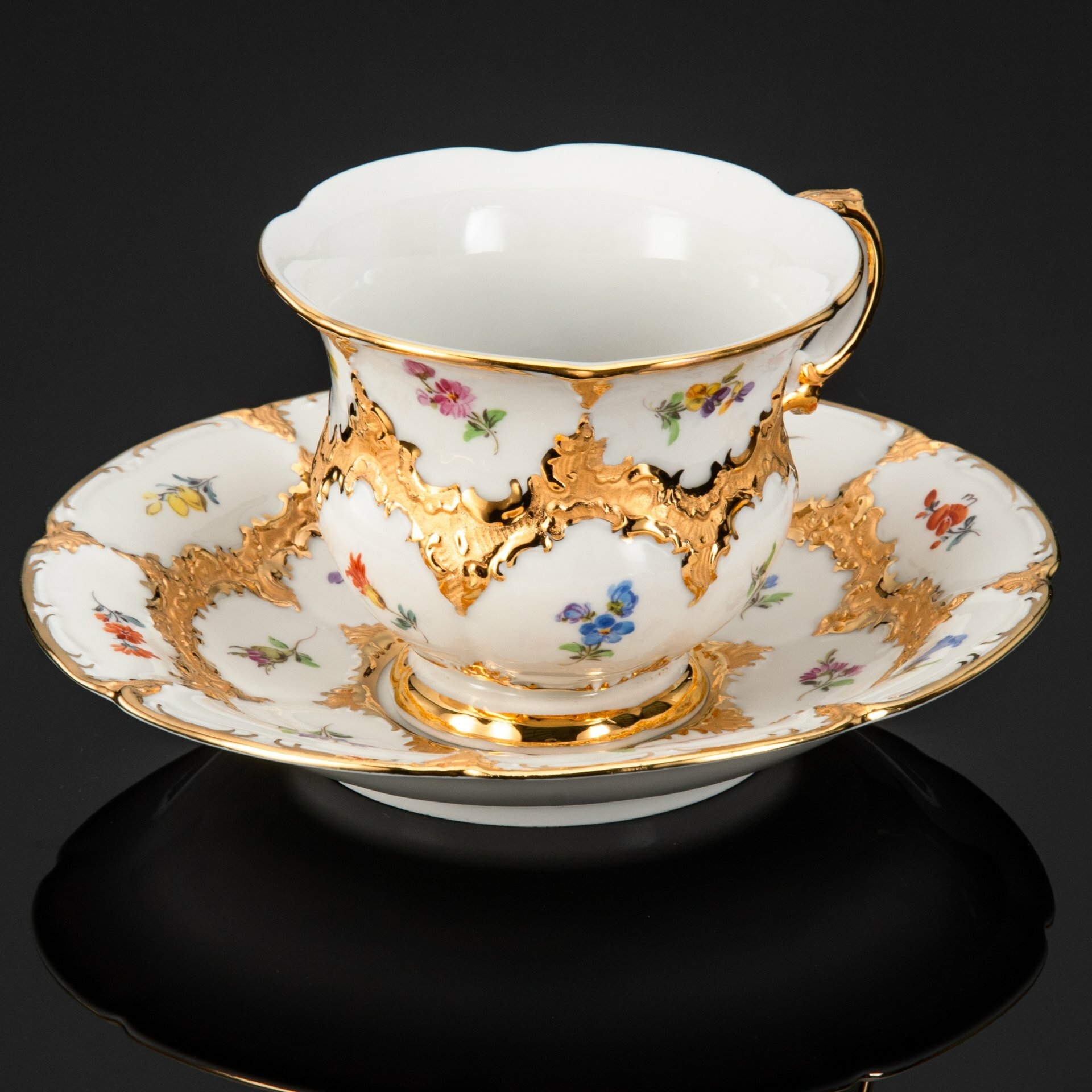 Чайная пара, фарфор, роспись, золочение, Meissen (Мейсенский фарфор), Германия