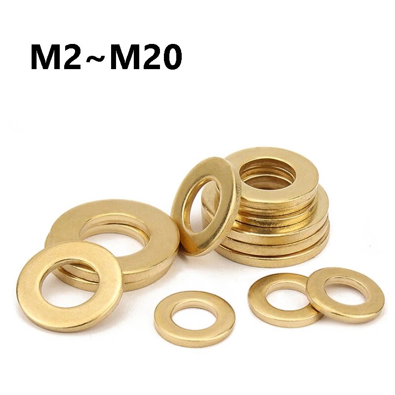 Медные шайбы плоские M2 M2.5 M3 M4 M5 M6 M8 M10 M12 M14 M16 M18 M20 M5x10x0.8mm(20Pcs)