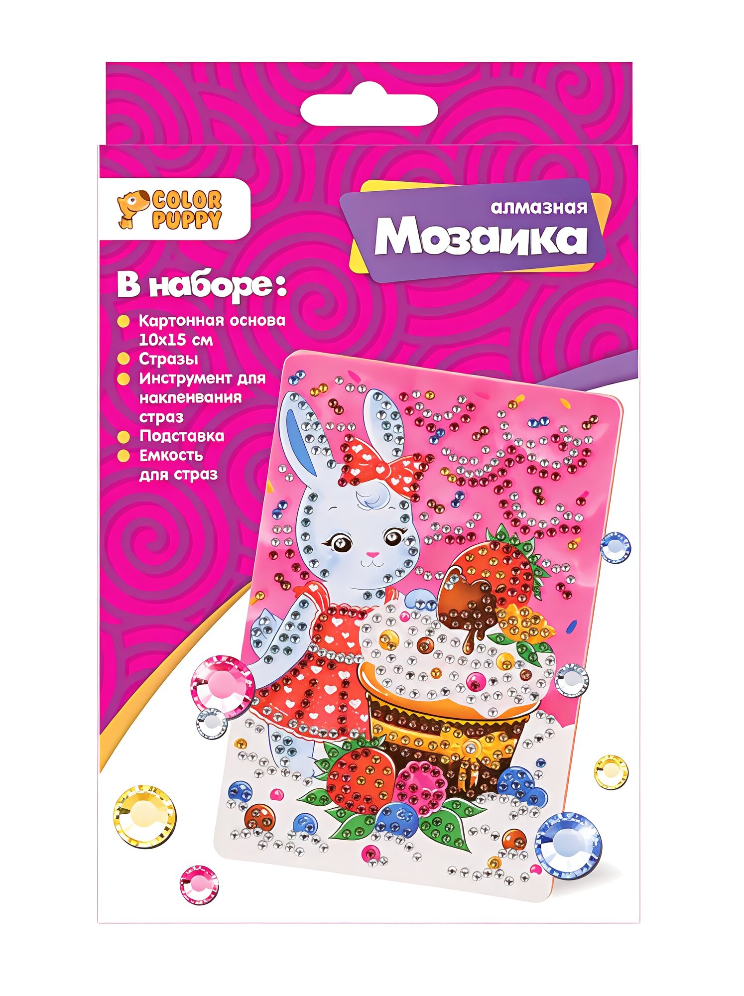 Color Puppy Набор для творчества "Алмазная мозаика. Зайчик с пирожным"
