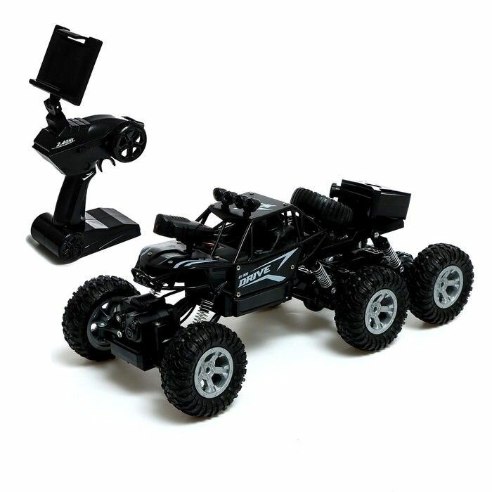 Машина радиоуправляемая Вездеход с камерой, Wi-fi, элементы из металла, цвет черный