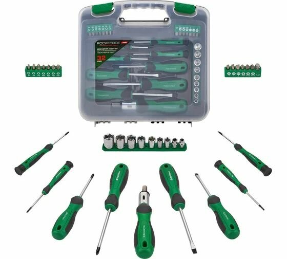 Отвертки в комплекте с битами, набор 32 предмета ROCKFORCE