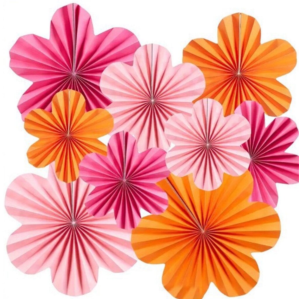 9 Пастельных Бумажных Вееров Цветы для Декор Стены и Класса