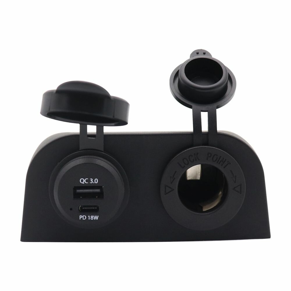 Двойное зарядное устройство qc3.0 & type-c 10-30 в, автомобильная розетка для прикуривателя, панель с двумя отверстиями, основание для палатки, лодки, автомобиля, грузовика