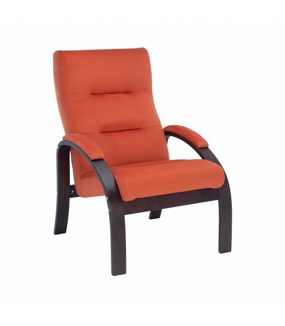 Кресло Leset Лион, орех текстура, ткань велюр, v39 оранжевый