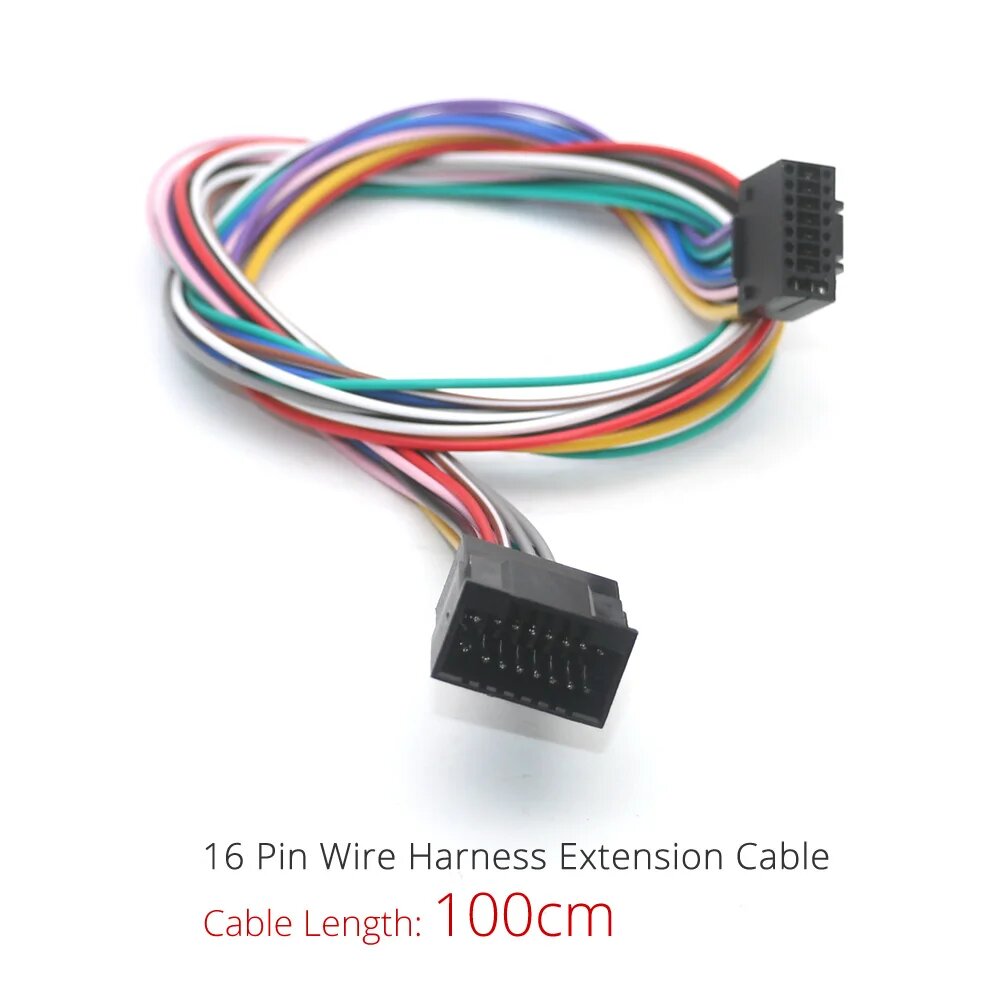 16-контактный удлинитель проводов, Комплект проводов, кабель питания для передачи звука, адаптер для Android, мультимедийный плеер, универсальный автомобильный стерео радиоприемник, 100cm Cable